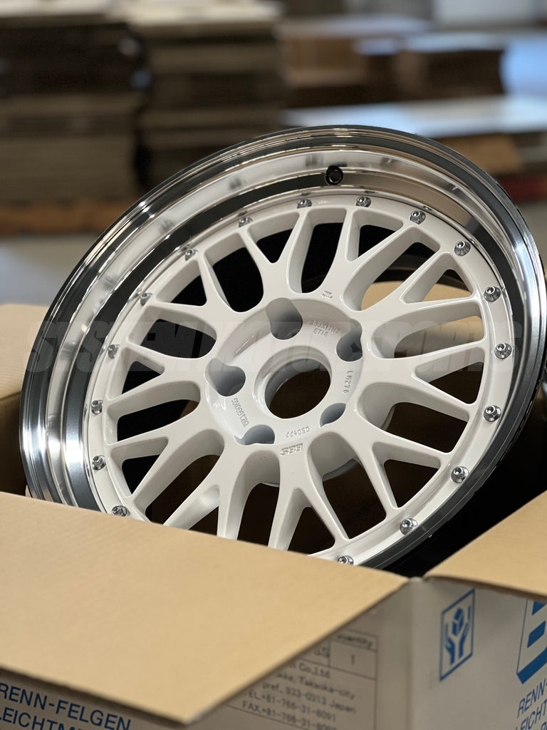BBS LM - 17x8.5 / +18 / 5x120 - White Blue Pearl w/ Black Bright Diamo ...